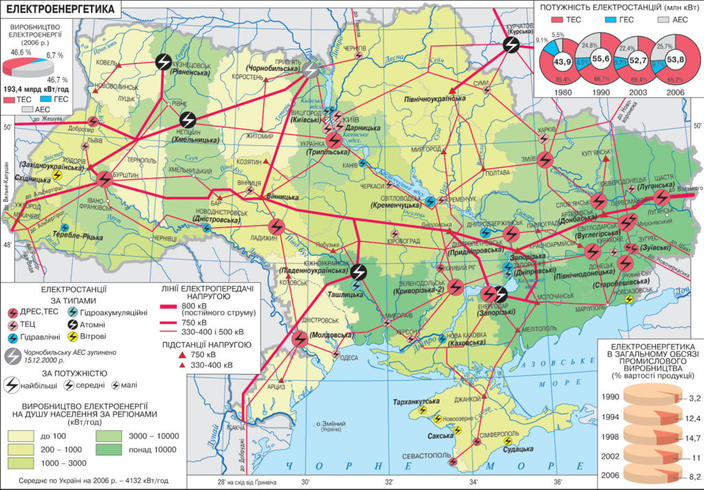 Электроэнергетическая промышленность Украины карта — Служба